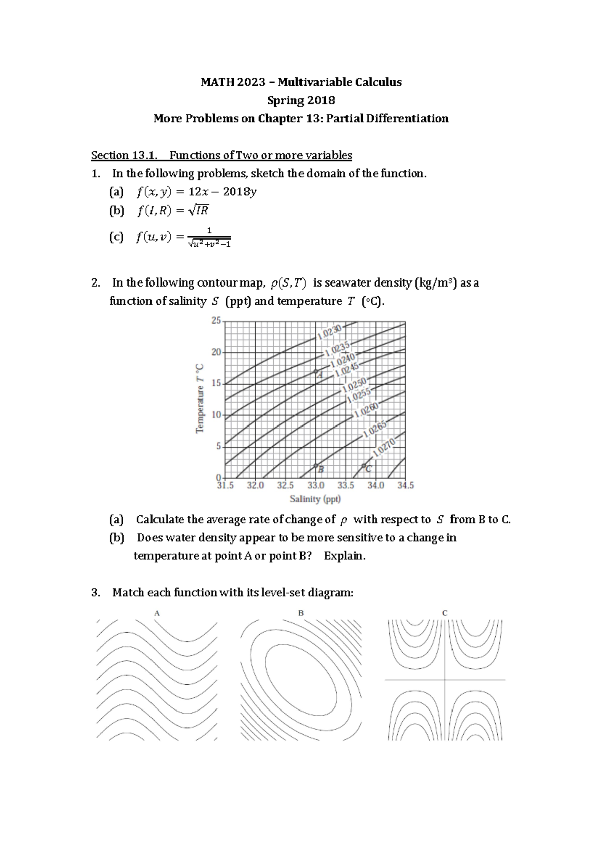 MATH 2023 Chapter 13 Extra Problems - MATH 2023 Multivariable Calculus ...