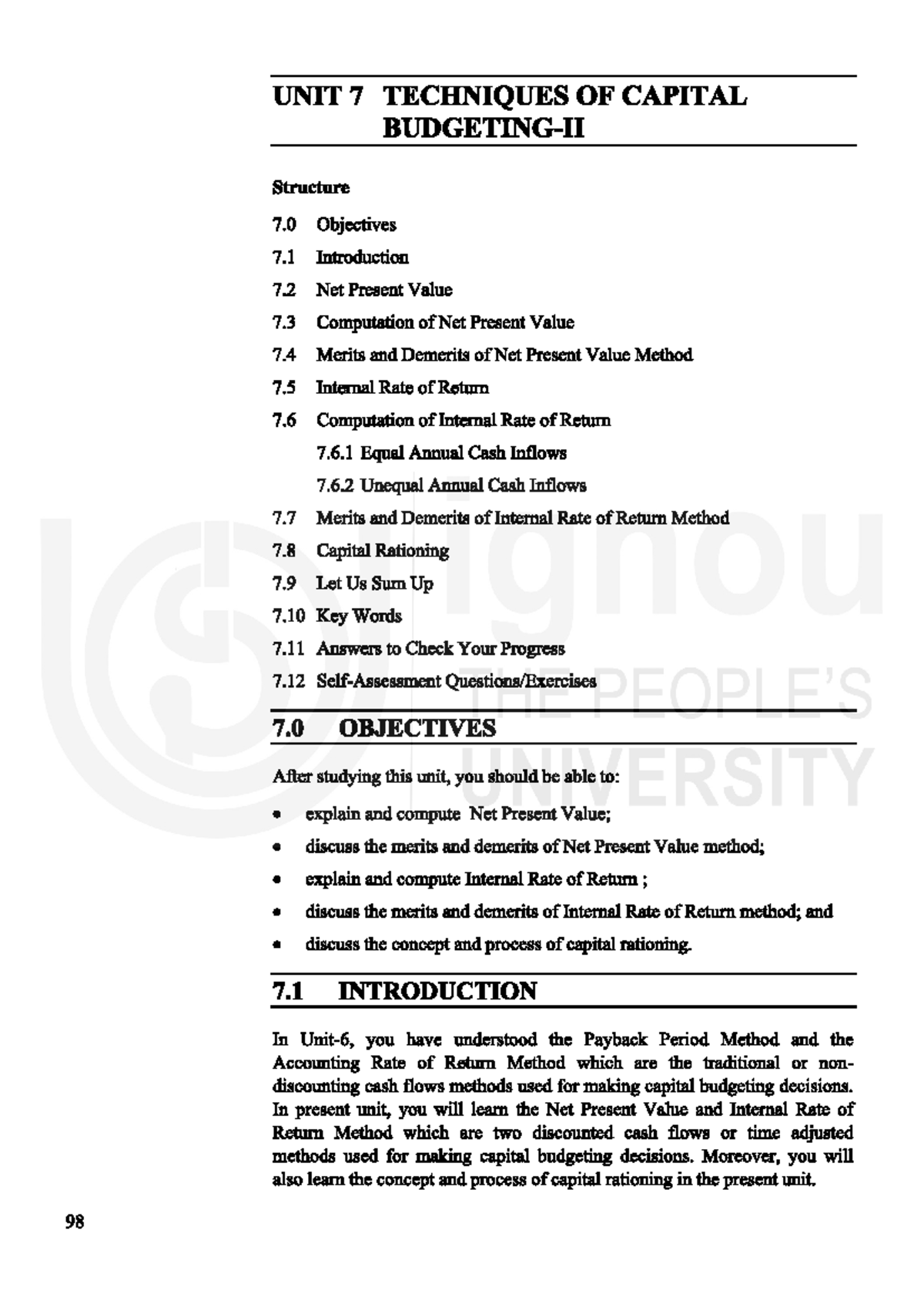 Unit-7 - Lexture notes - UNIT 7 TECHNIQUES OF CAPITAL Structure 7 ...