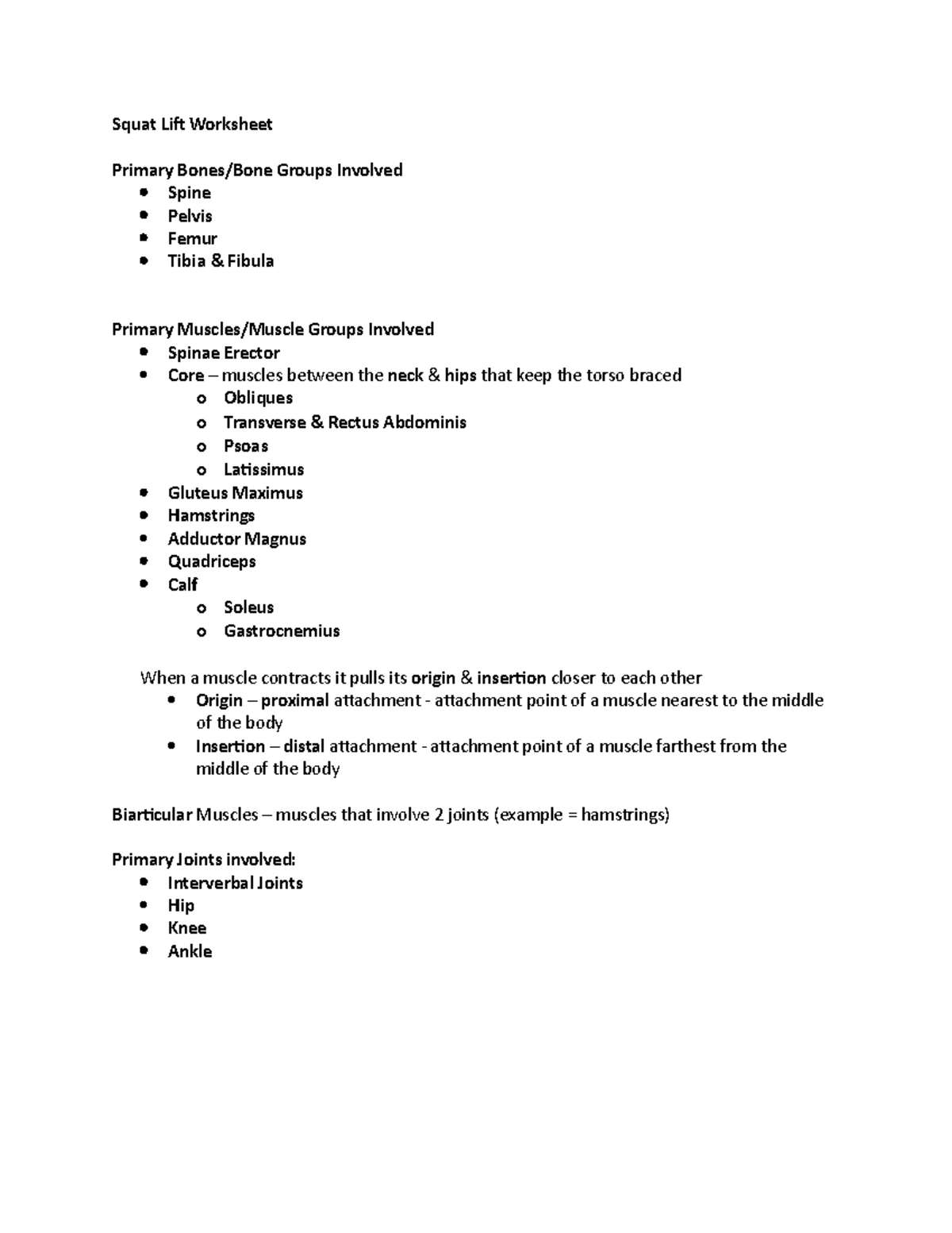 Squat Lift Worksheet for submission 2 - Squat Lift Worksheet Primary ...