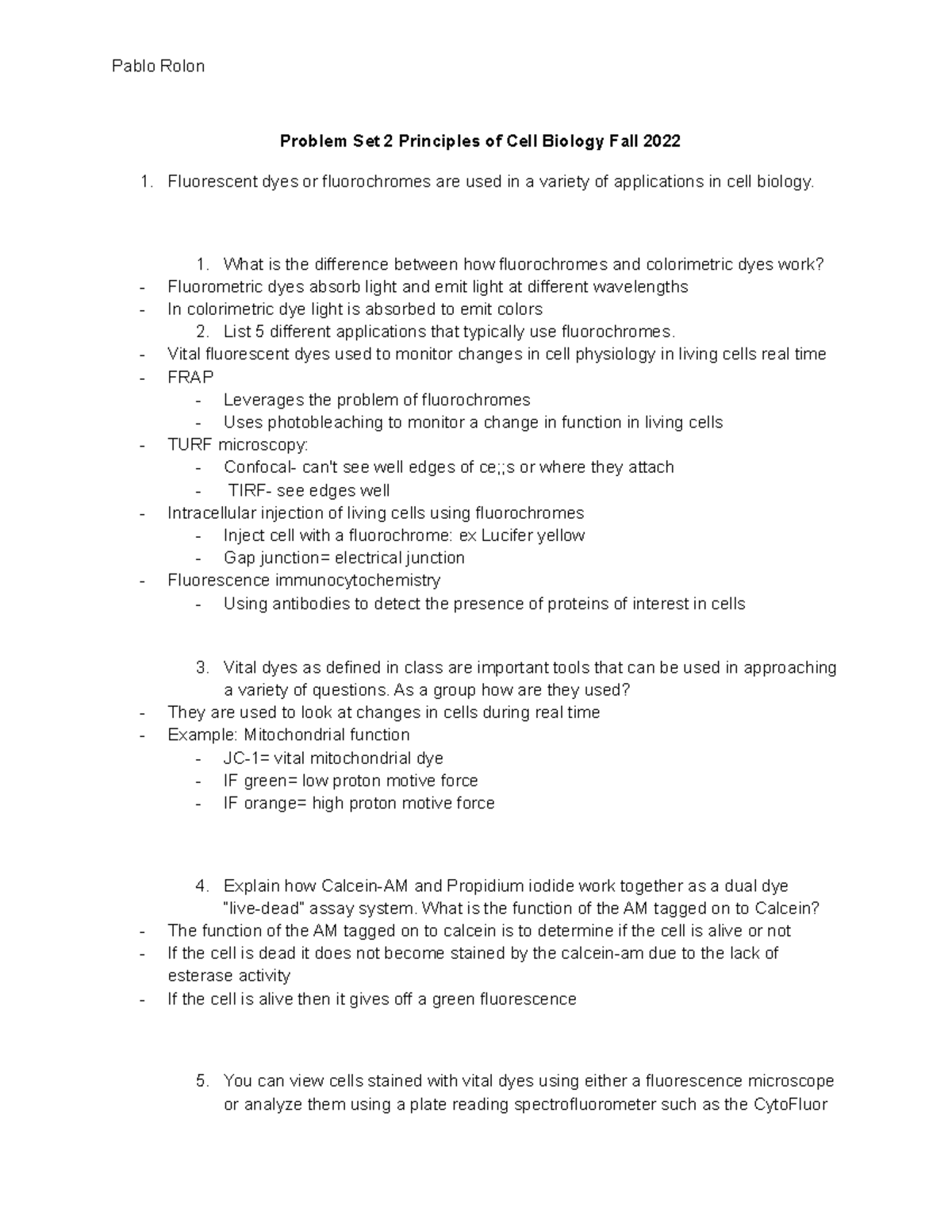 Cell Bio Problem Set 2 Homework Problem Set 2 Principles Of Cell Biology Fall 2022