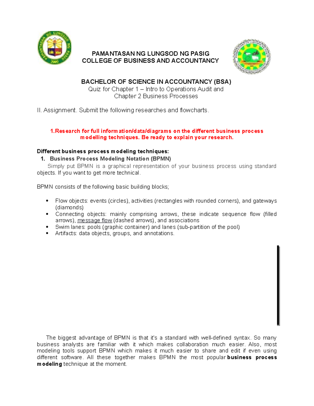 Lovely Borsigue - Chapter 2 Operations auditing - PAMANTASAN NG LUNGSOD ...