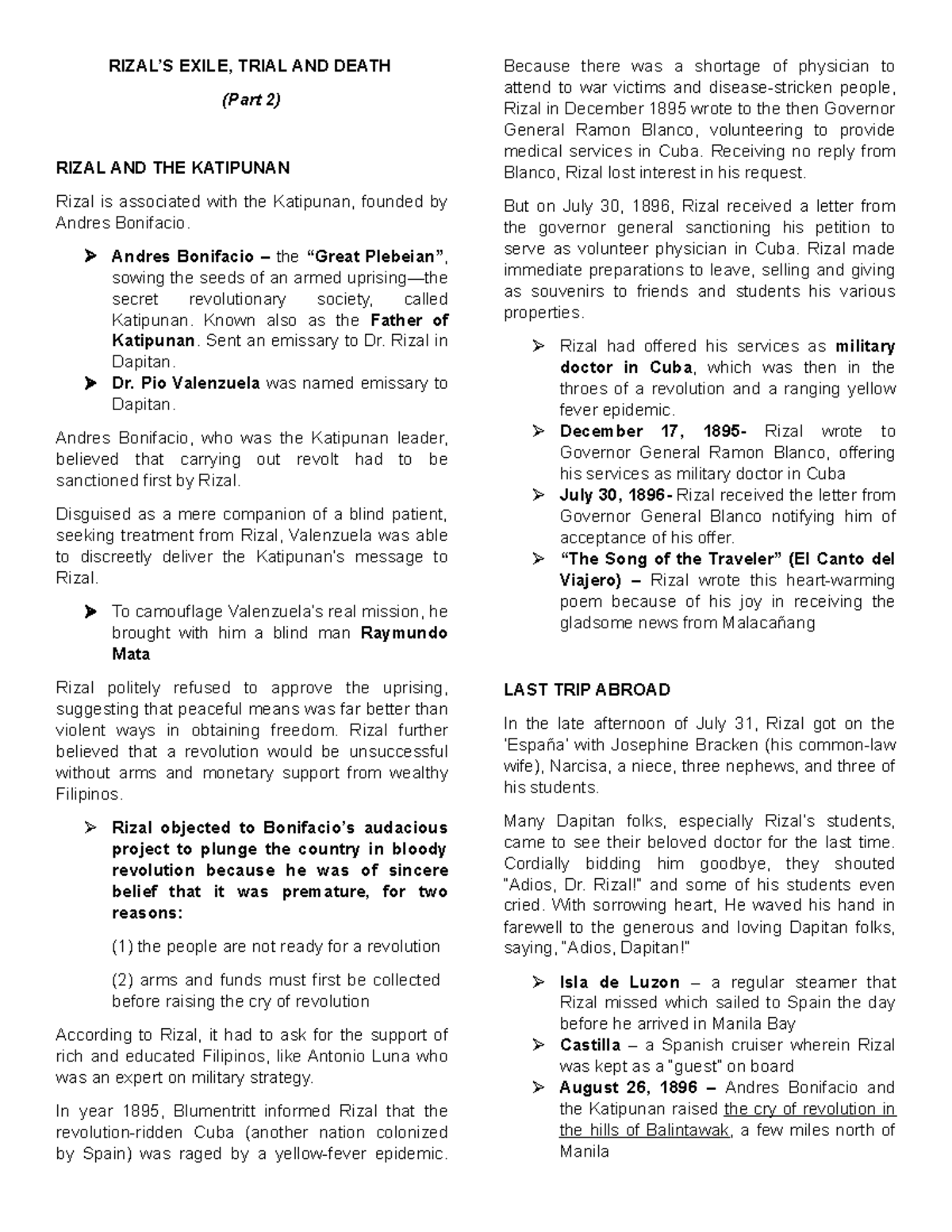 Rizal Notes Module 4 - Rizal's Life, Works, and Writings - Studocu