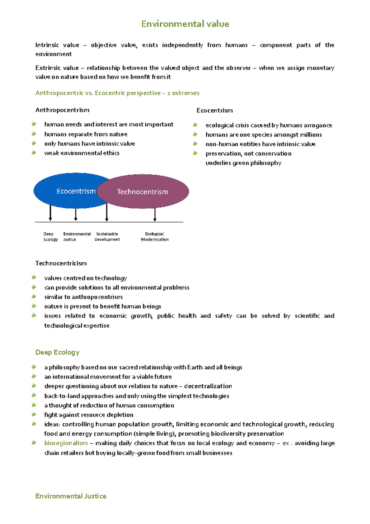 NOTES Environmental Value, Sustainable Development, Modernisation ...