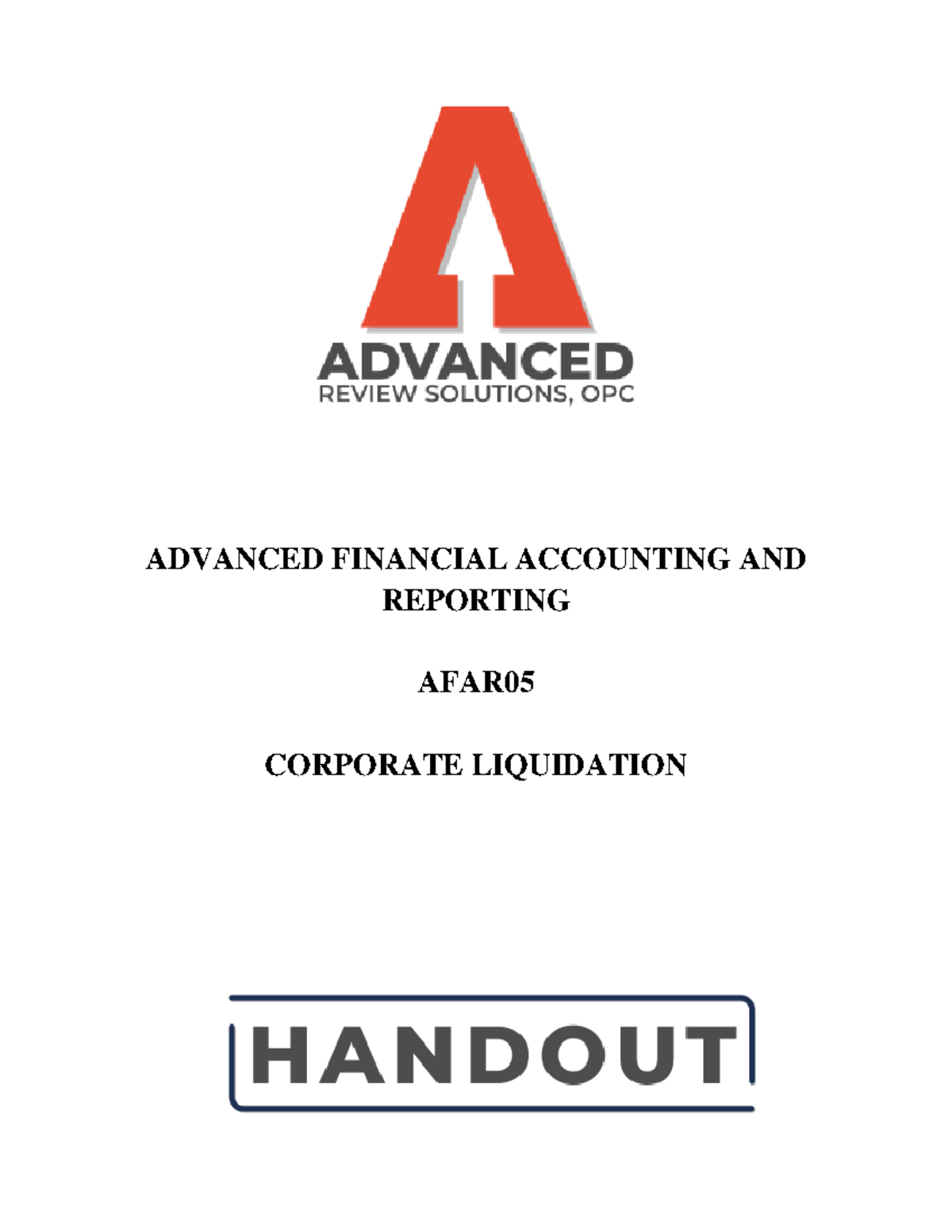 AFAR 05 - afar reviewer materials - ADVANCED FINANCIAL ACCOUNTING AND REPORTING AFAR CORPORATE ...