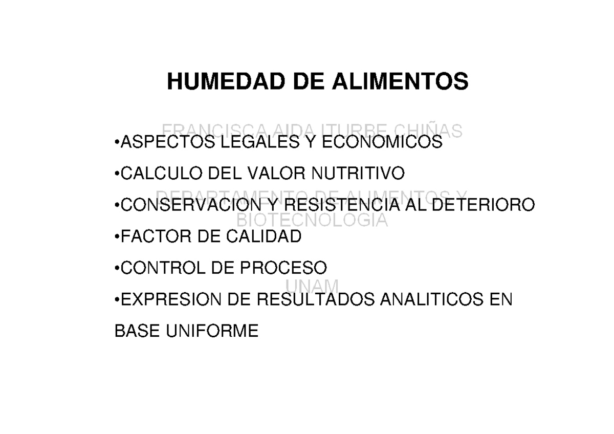 Humedad 8070 - HUMEDAD DE ALIMENTOS •ASPECTOS LEGALES Y ECONOMICOS ...