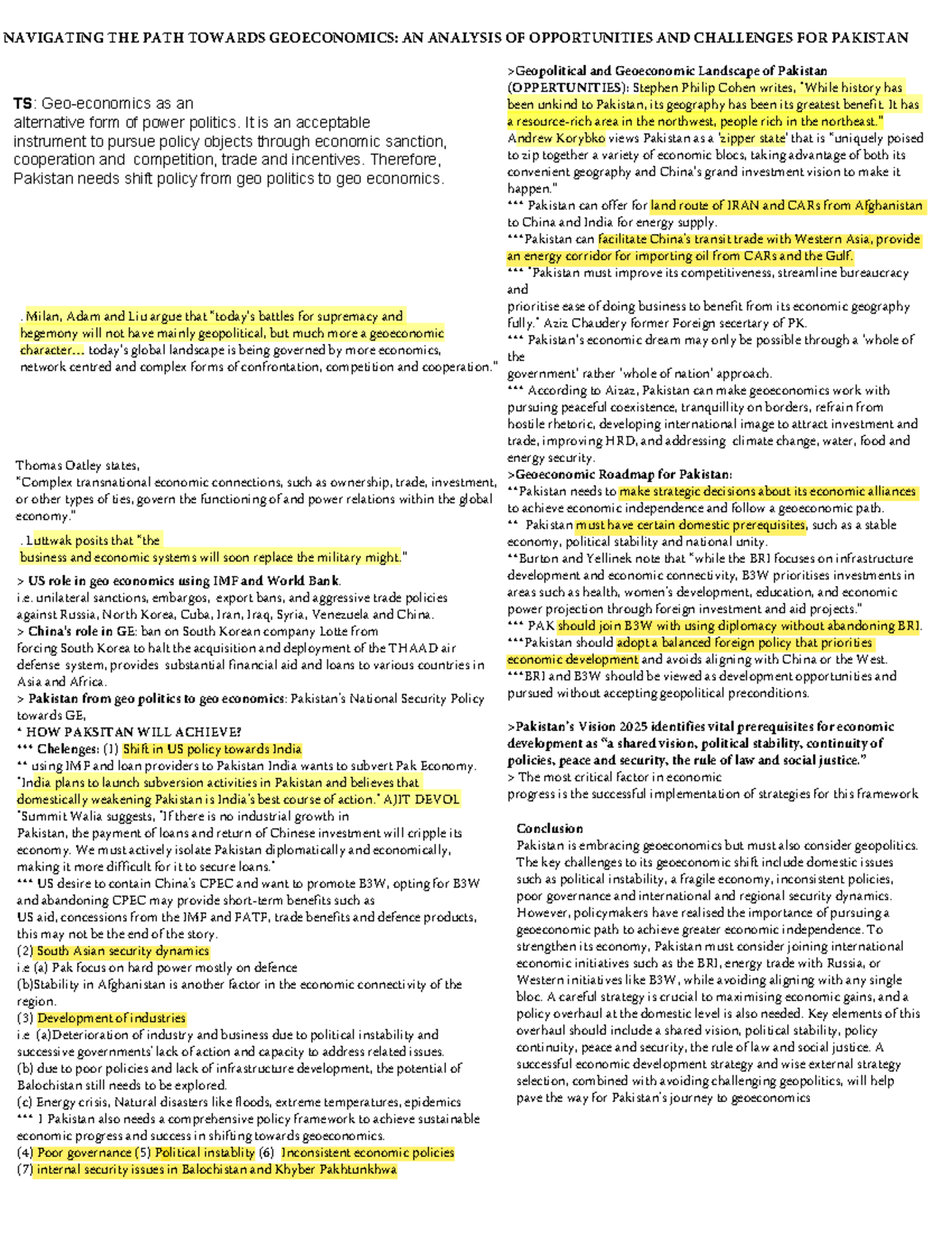 Essay Geo Economics notes - NAVIGATING THE PATH TOWARDS GEOECONOMICS ...