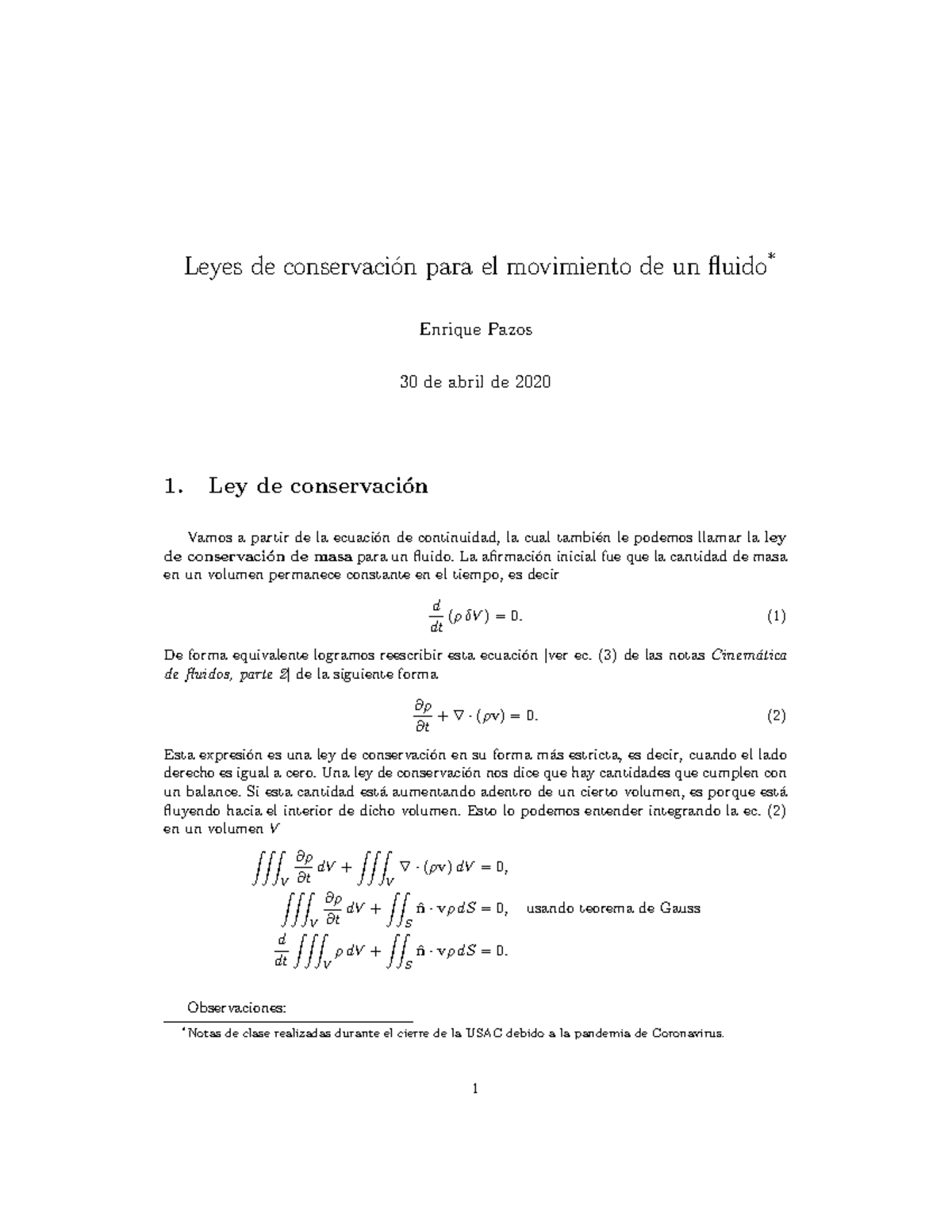 Leyes-conservacion-fluido - Leyes de conservaci ́on para el movimiento de un fluido * Enrique ...