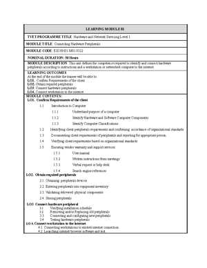 Introduction to Computer - LO1. Confirm Requirements of the client ...