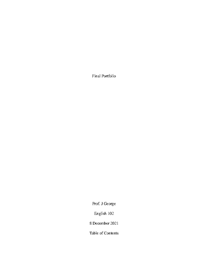 102 Final Portfolio - English 102 with Collins - Final Portfolio Prof ...