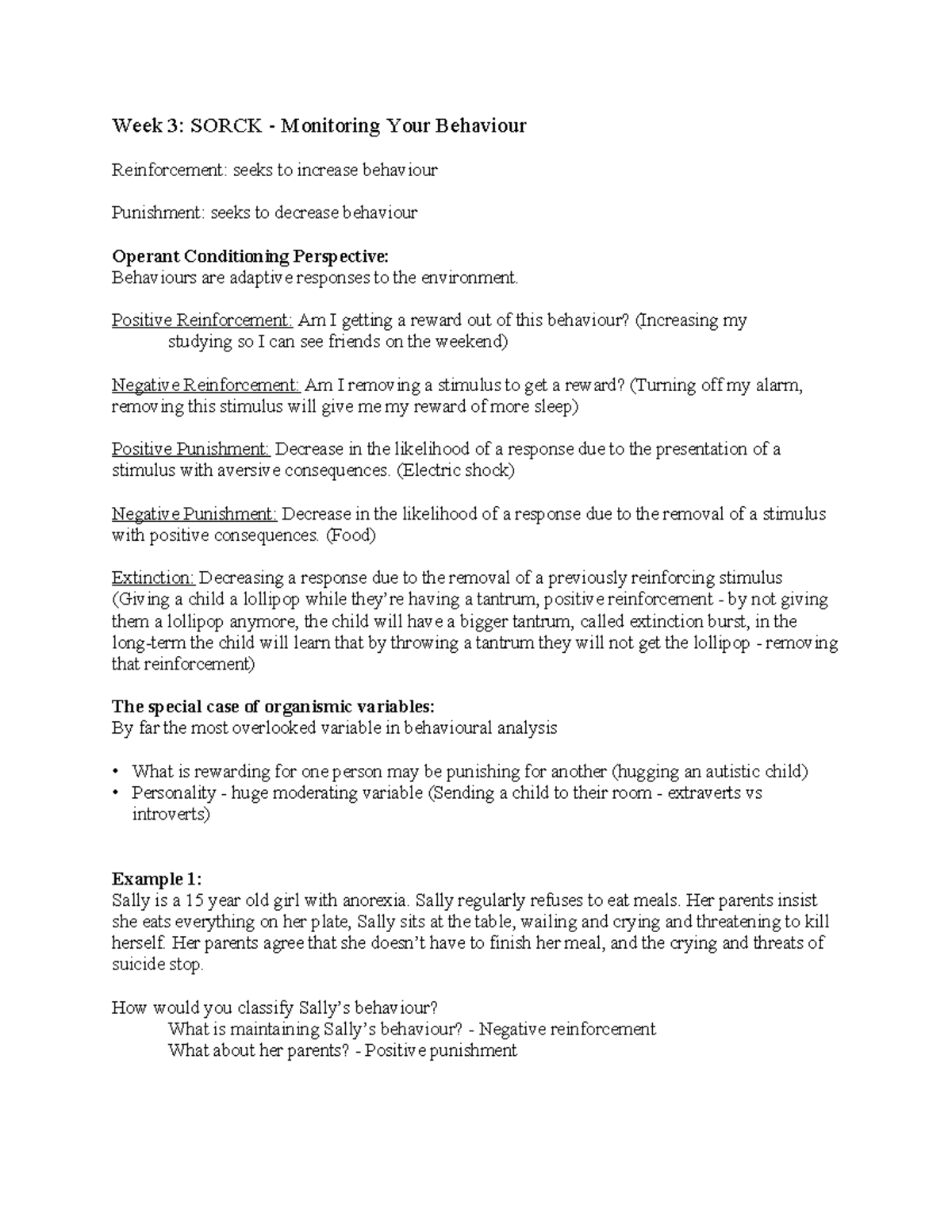 PSY205 Week 3 - Monitoring Behaviour - Week 3: SORCK - Monitoring Your ...