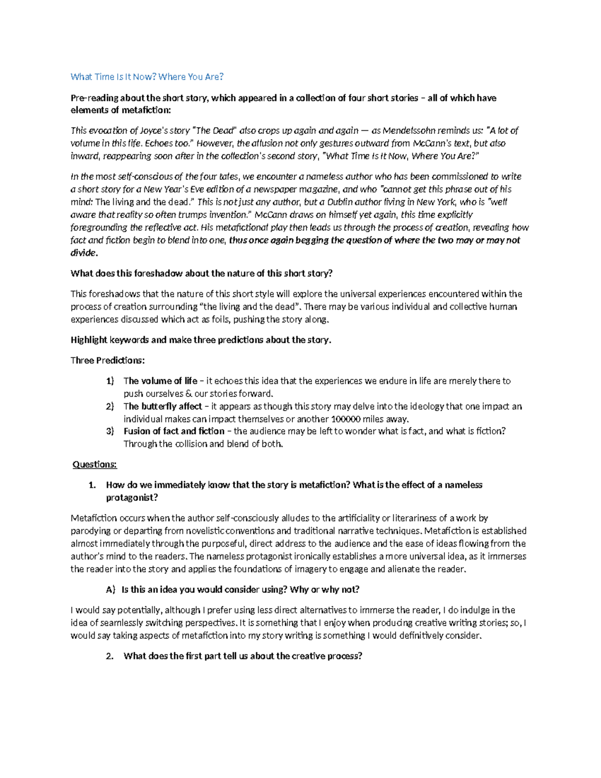 Close Analysis Questions Unpacking What time is it now where you are ...