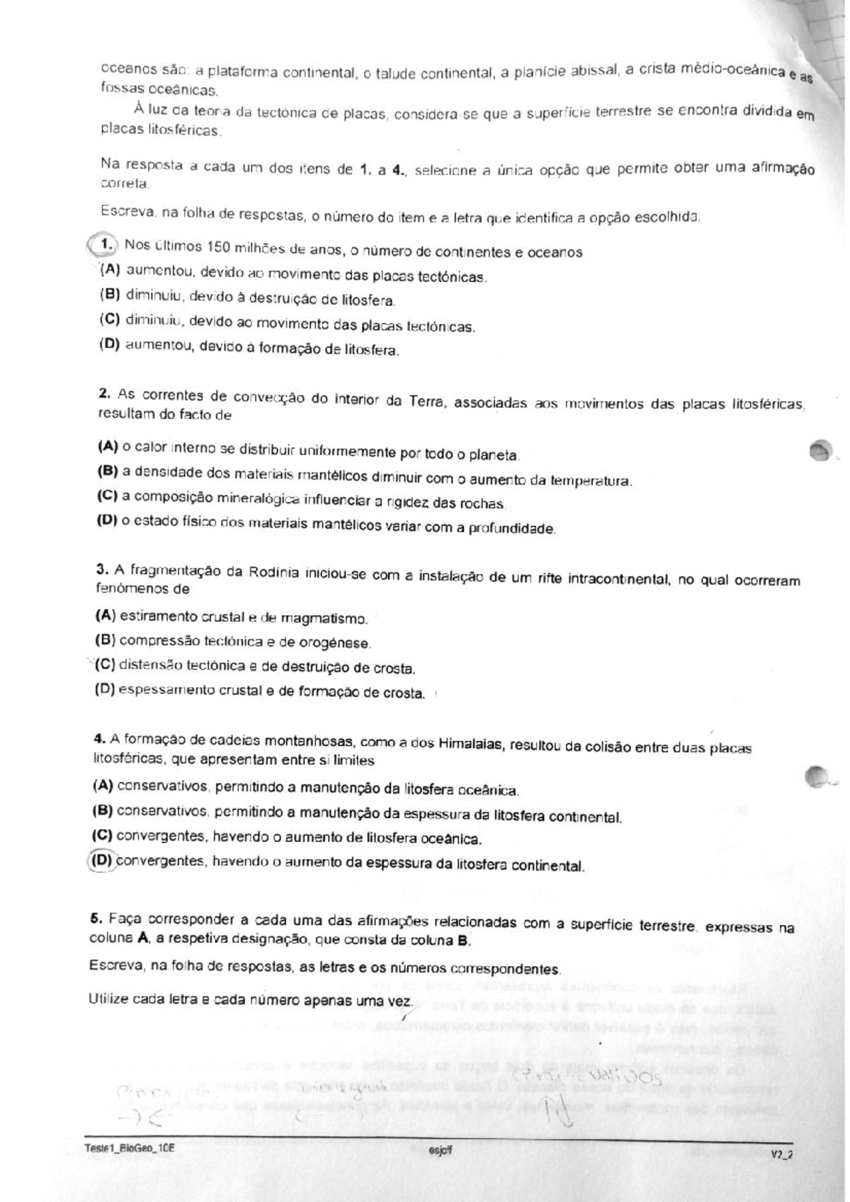 Teste de Avaliação 2 - Parte 2 - Dr Joaquim de Carvalho - Biologia e ...