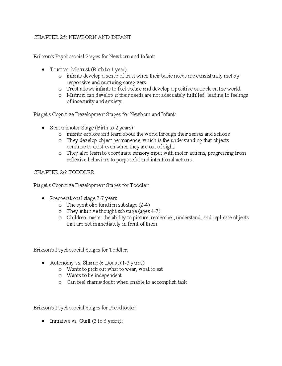 Psychosocial and Cognitive Development Stages in Newborn Toddler ...