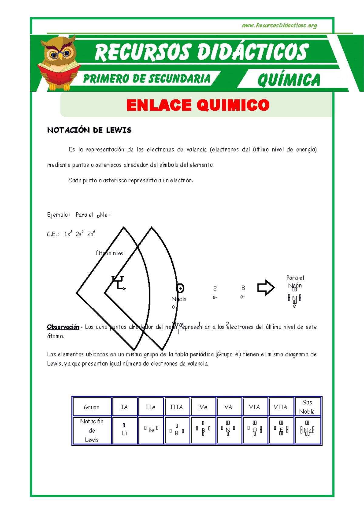 Enlace Qumico Para Primero De Secundaria Recursos