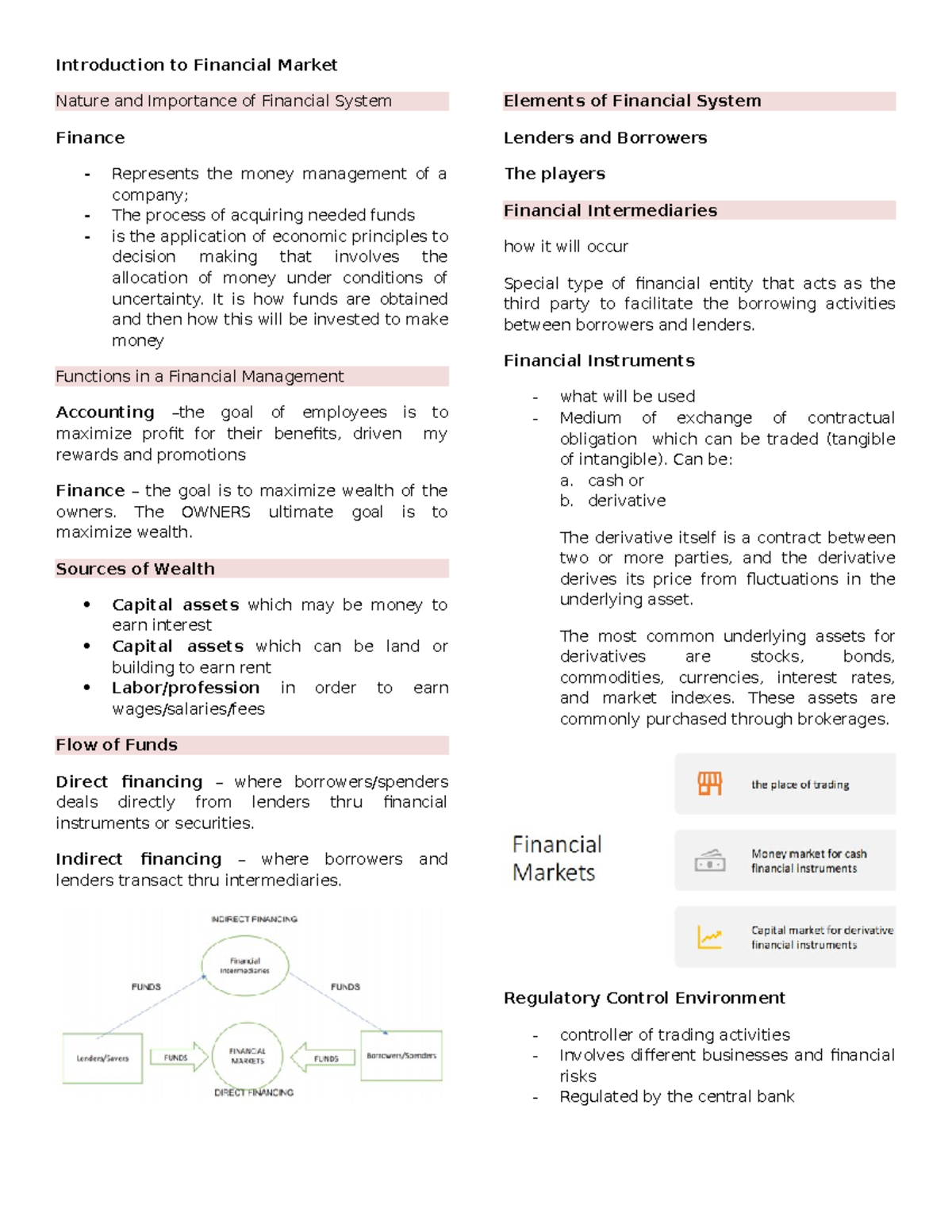 Introduction to Financial Market - It is how funds are obtained and ...