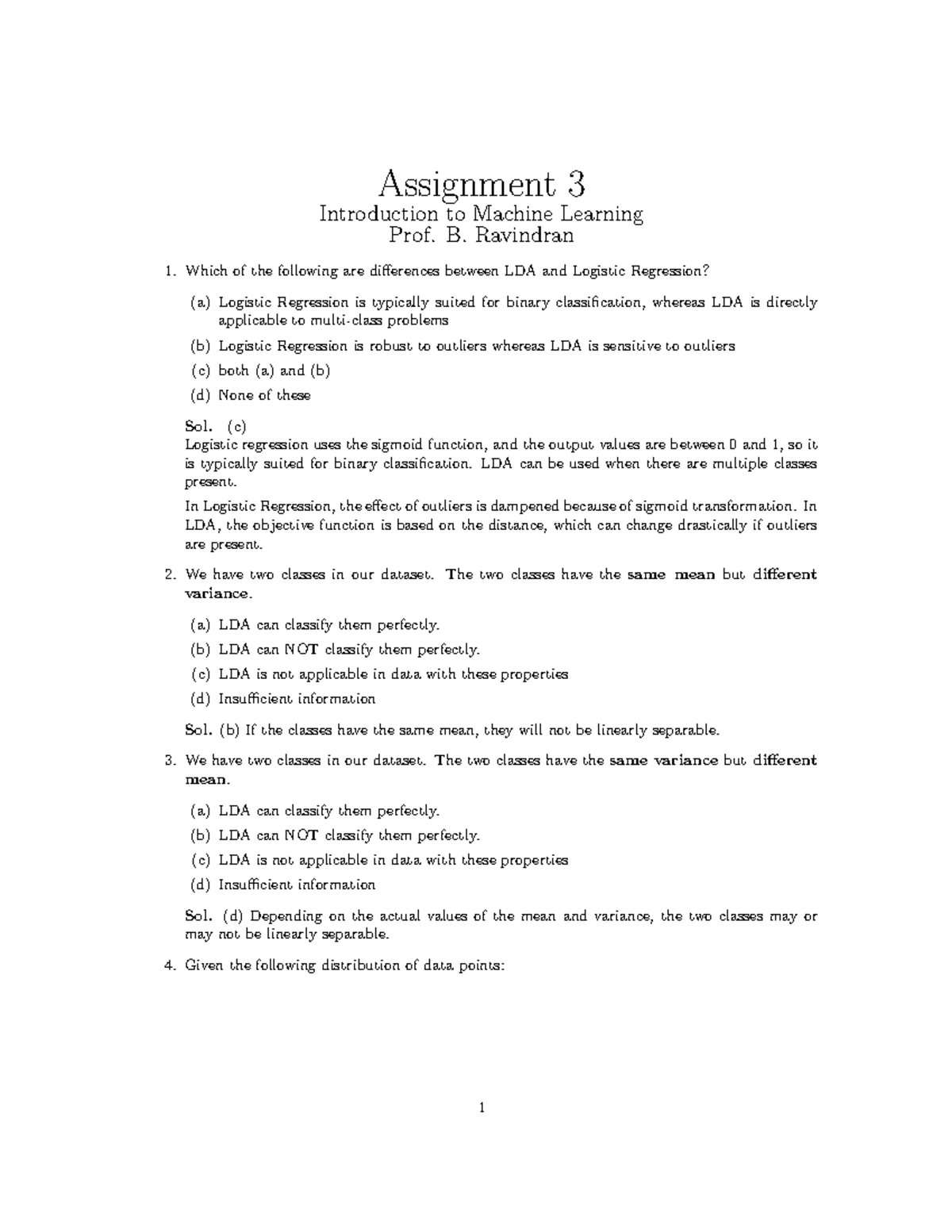Assignment 3 It Is Very Useful Assignment 3 Introduction To Machine Learning Prof B