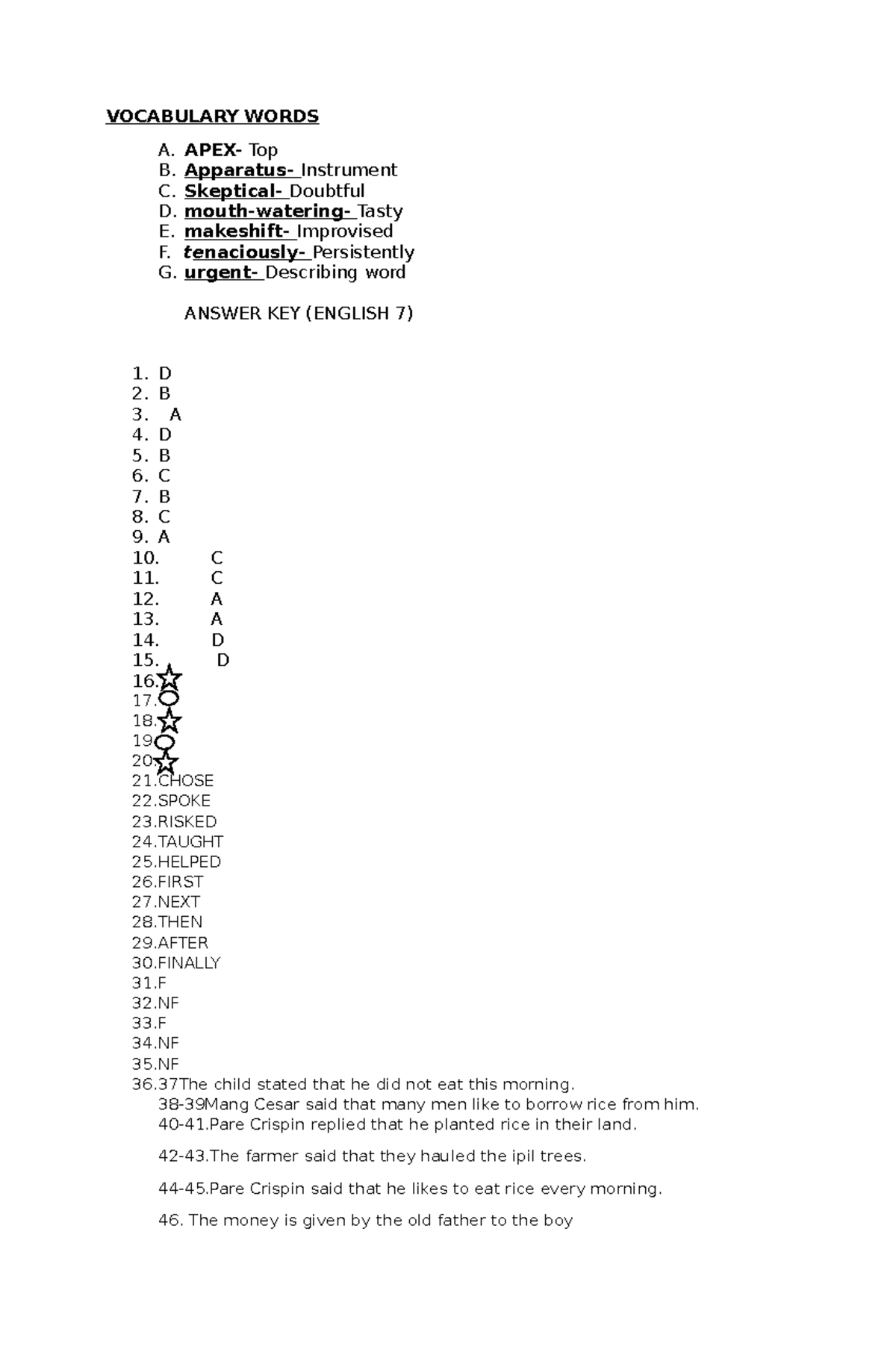 Answer key ENG - Tor educational purposes - VOCABULARY WORDS A. APEX ...