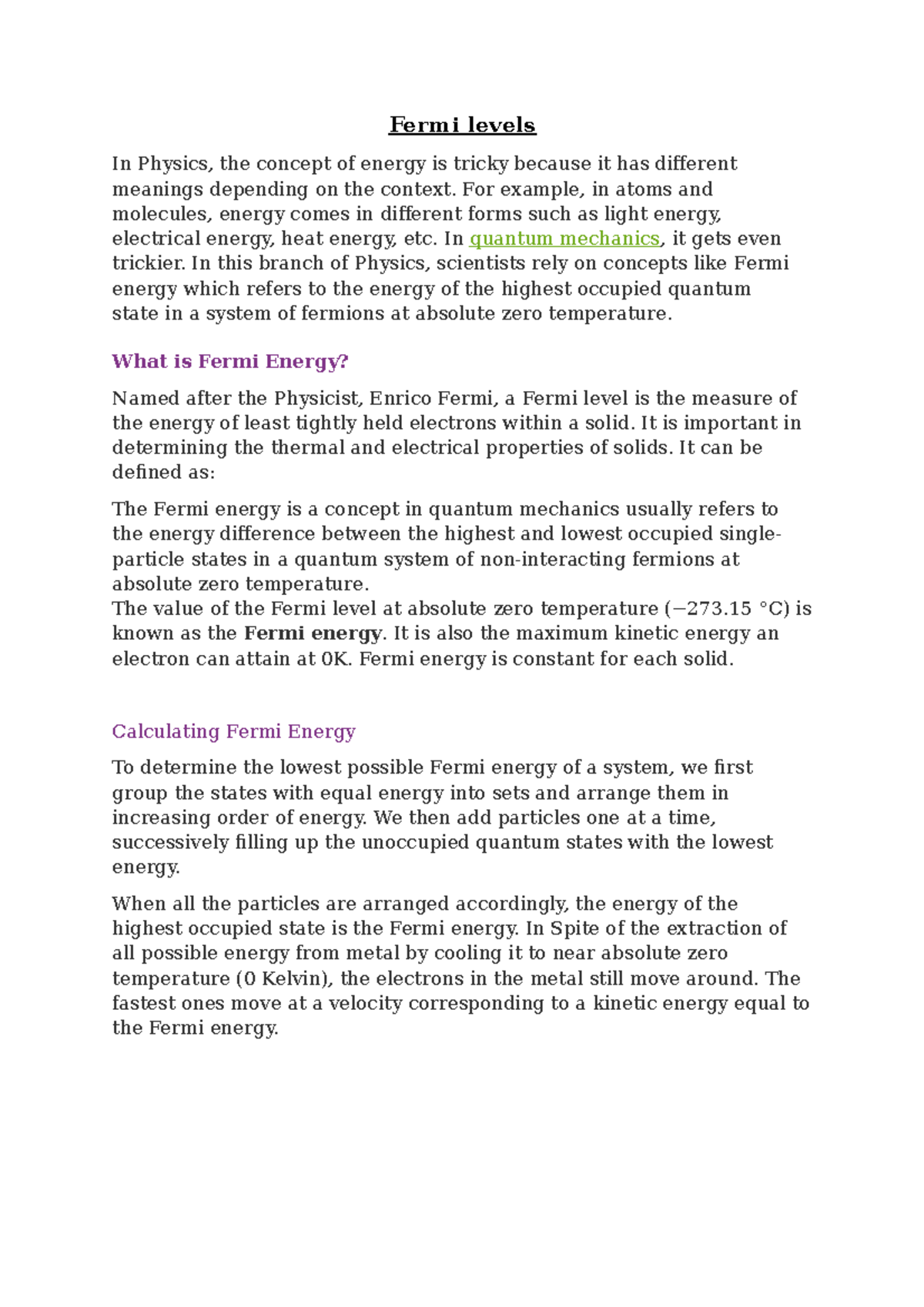 Fermi levels - It's tutorial work - Fermi levels In Physics, the ...