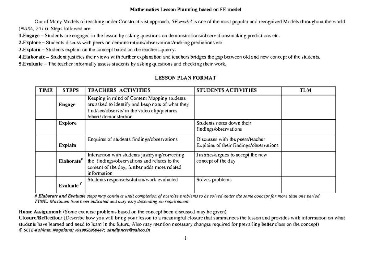 Lesson PLAN Constractivist 2016 - Mathematics Lesson Planning based on ...