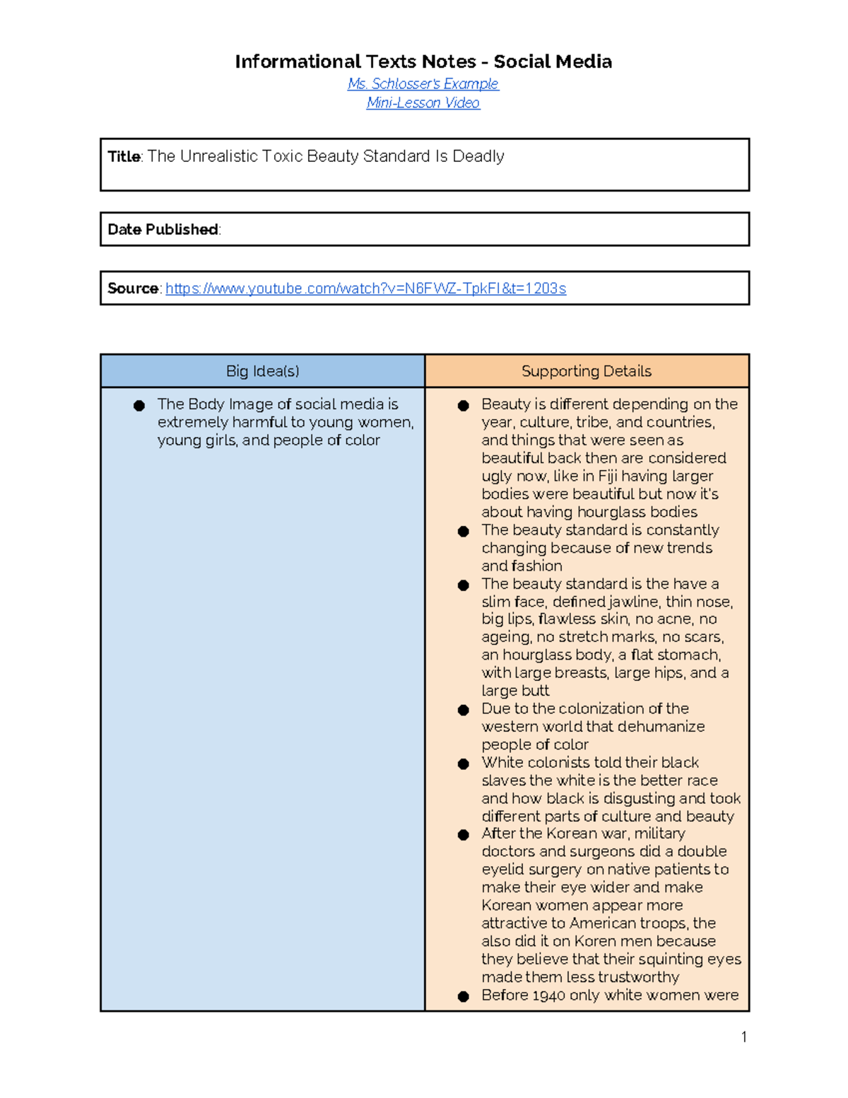 Notes - Social Media (Logynn Funkhouser) - Informational Texts Notes ...