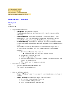 Module 2 - How Do We Study Families? ★ How to study families Basic unit ...