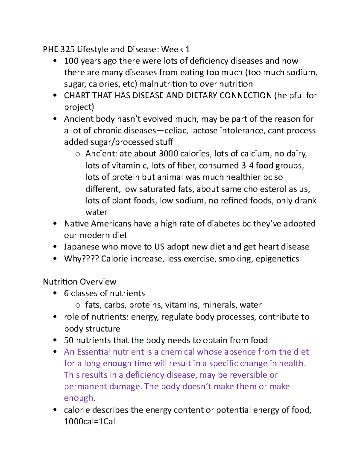 Lifestyle and Disease - Lecture notes 1 - PHE 325 Lifestyle and Disease ...