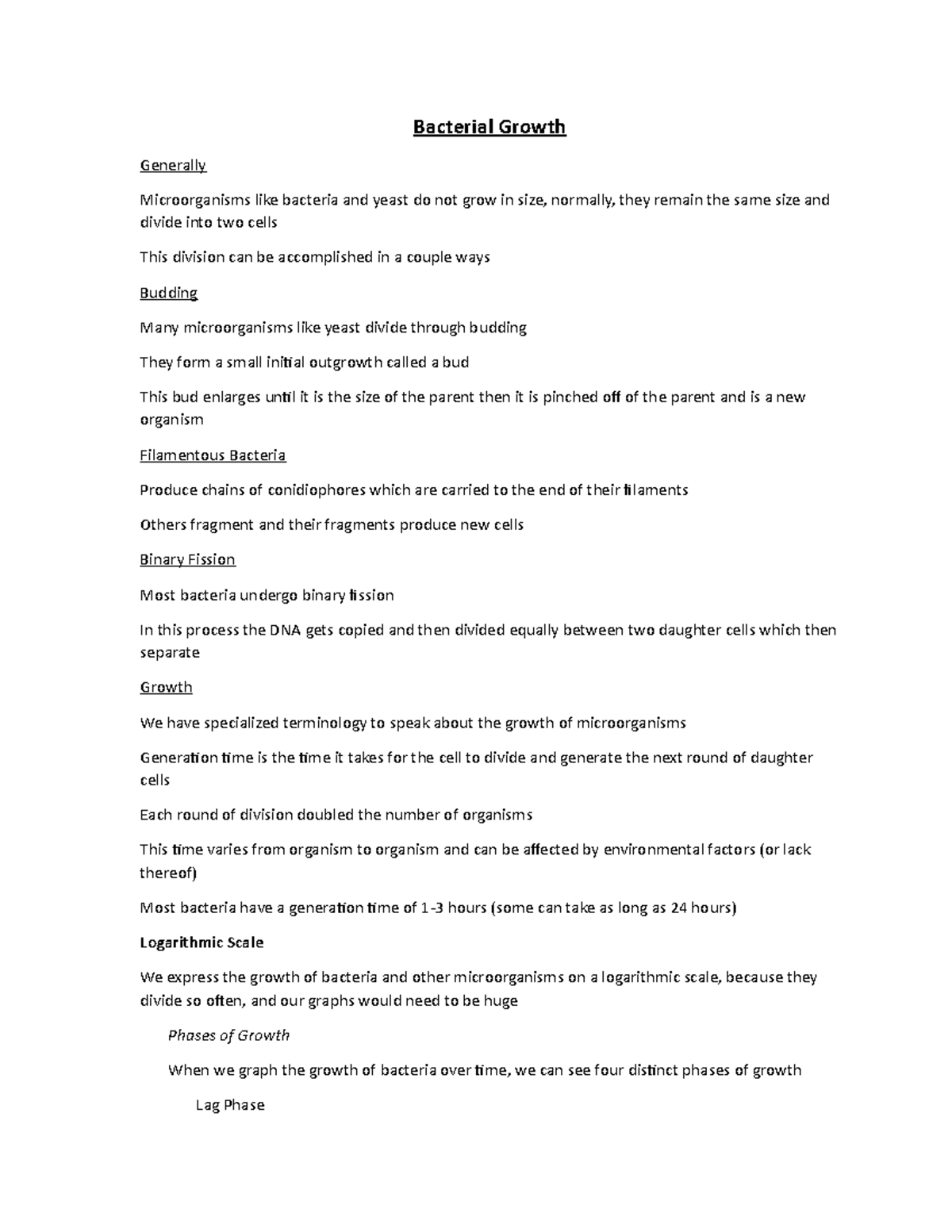 Microbial Growth-Complete - Bacterial Growth Generally Microorganisms ...