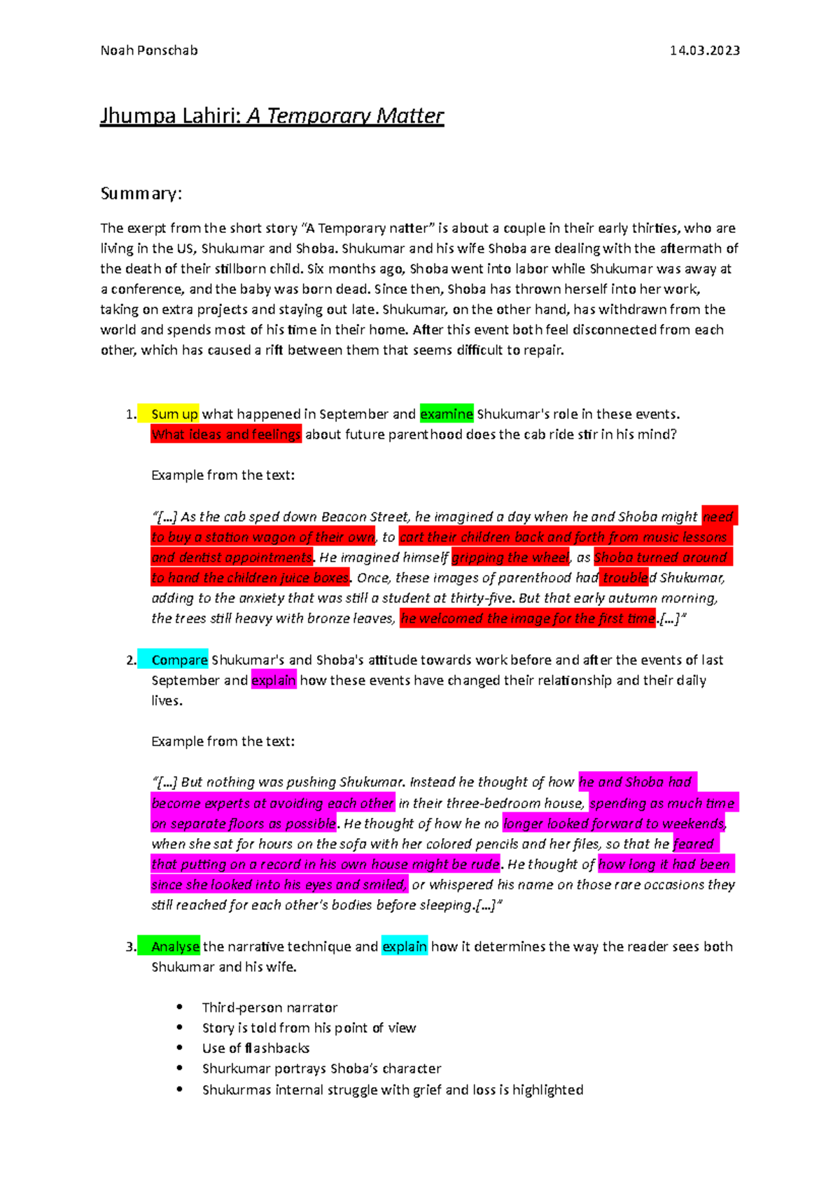 Handout-1 - Ich will was runterladen mannnnn - Noah Ponschab 14. Jhumpa ...