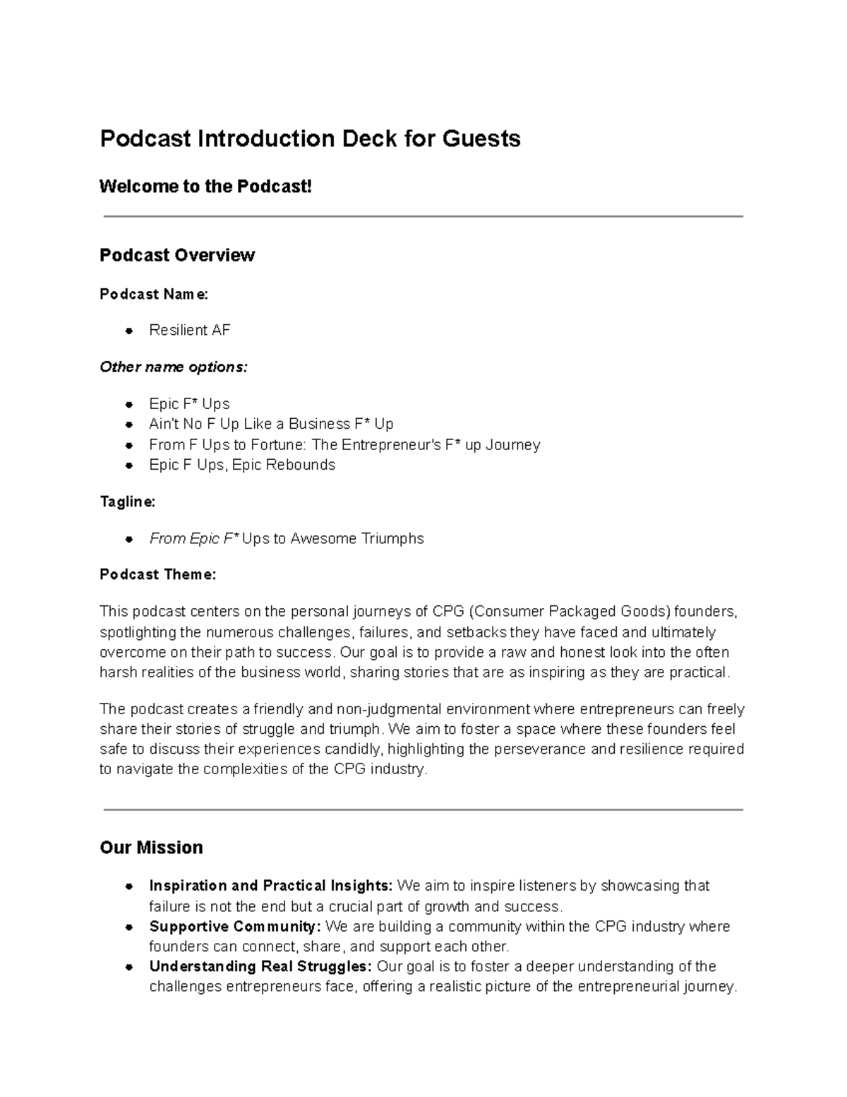 Resilient AF Podcast Introduction Deck for Guests - Podcast ...