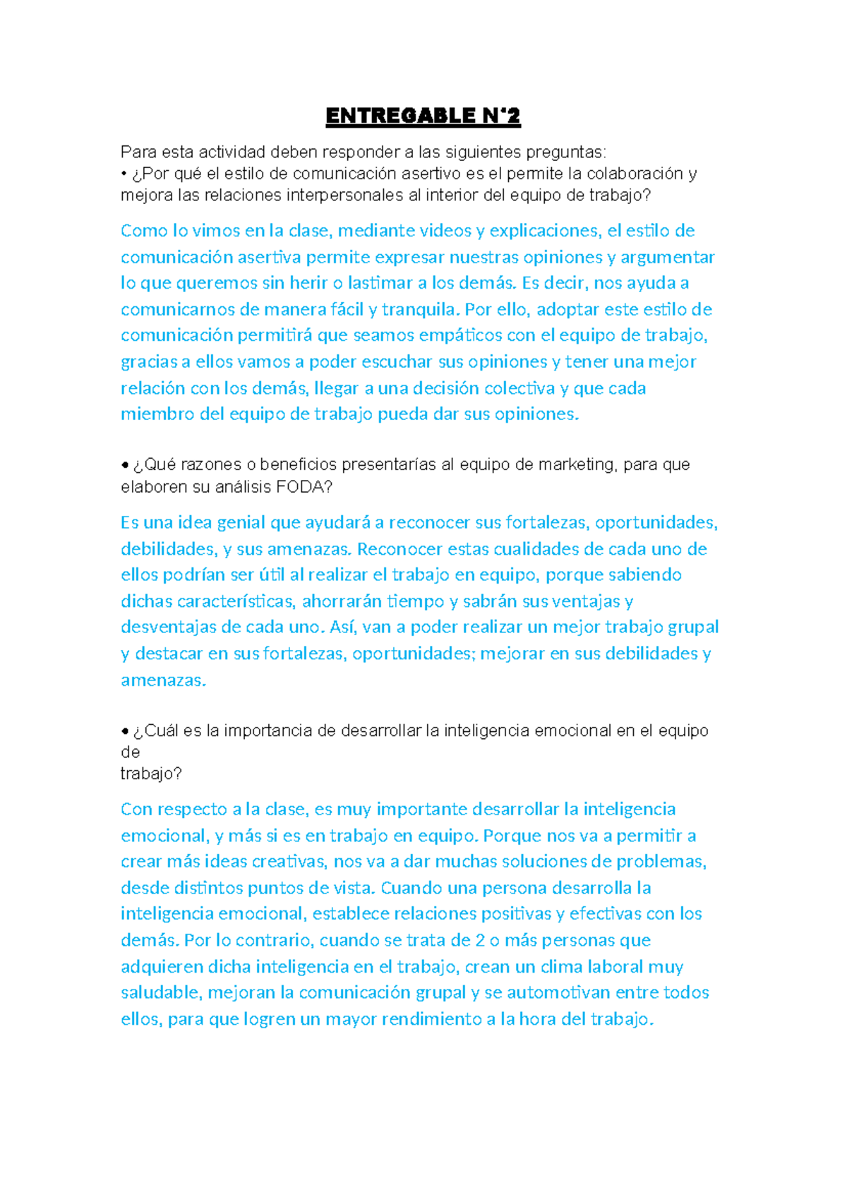Entregable 2 - Alumno Roberto Quiñones - ENTREGABLE N° Para esta actividad deben responder a las ...