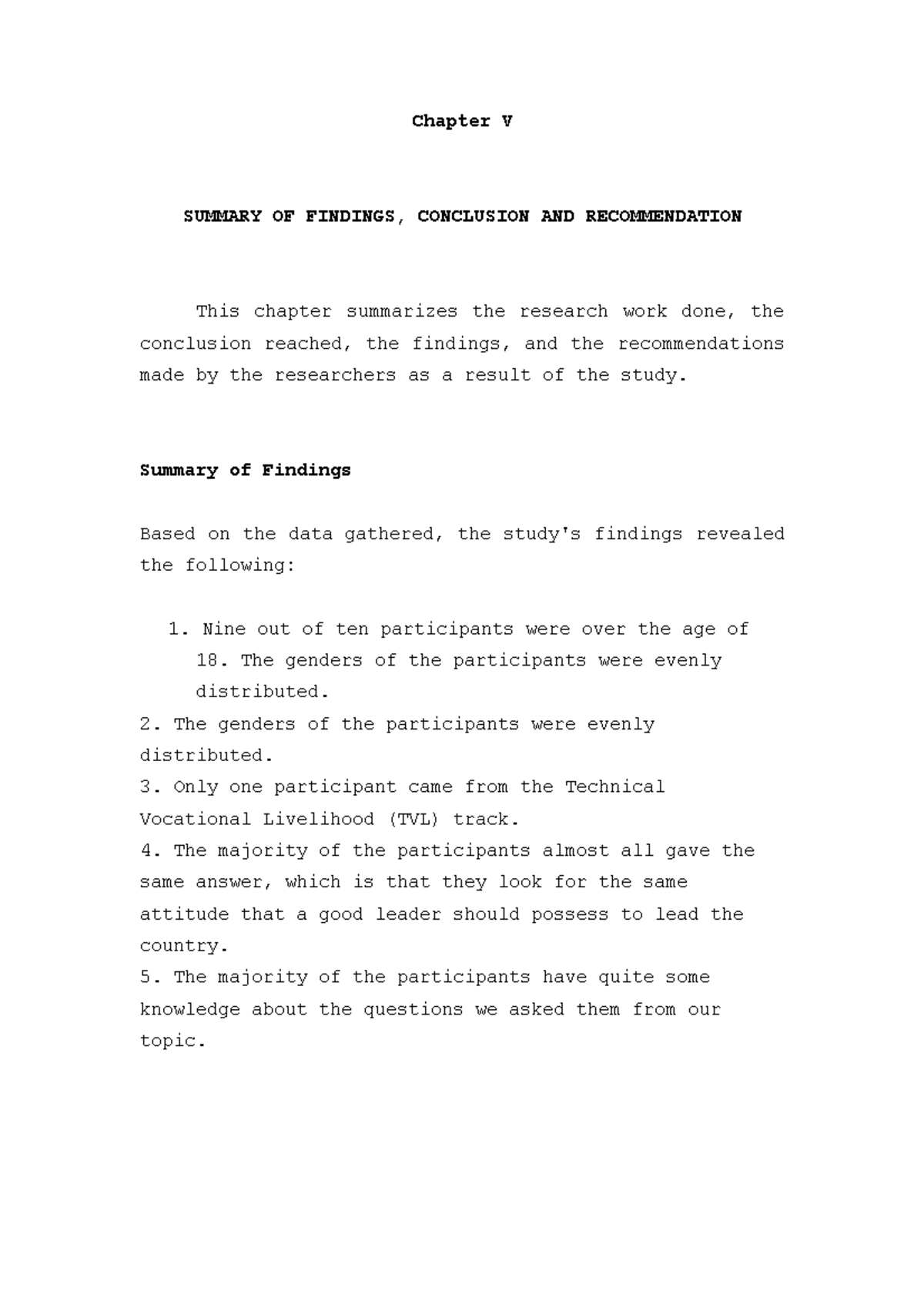 Chapter V russel - Great - Chapter V SUMMARY OF FINDINGS, CONCLUSION ...
