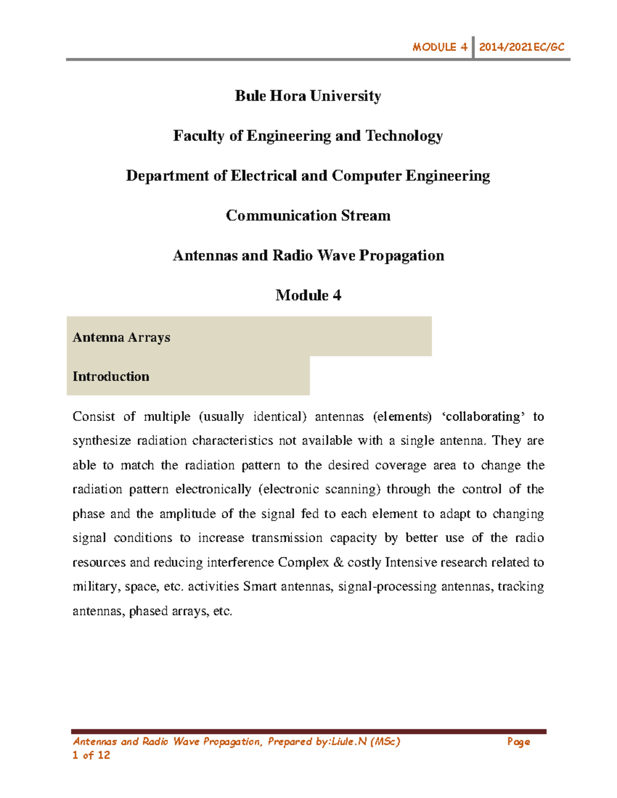 Module 4 - Handouts - antenna/emf - Antennas and Radio Wave Propagation ...