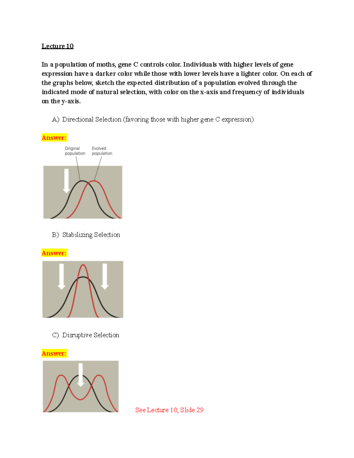 POB II Midterm 2 Study Slam - Lecture 10 In a population of moths, gene ...