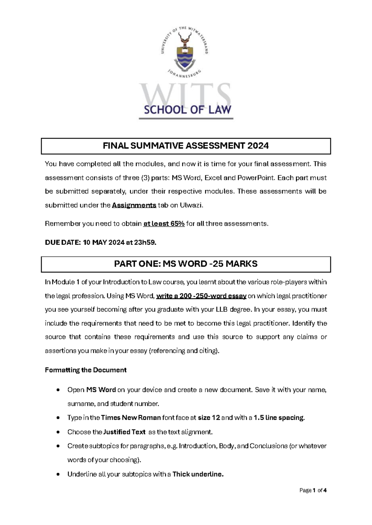 Final Summative Assessment Questions MS Word 2024 - FINAL SUMMATIVE ...