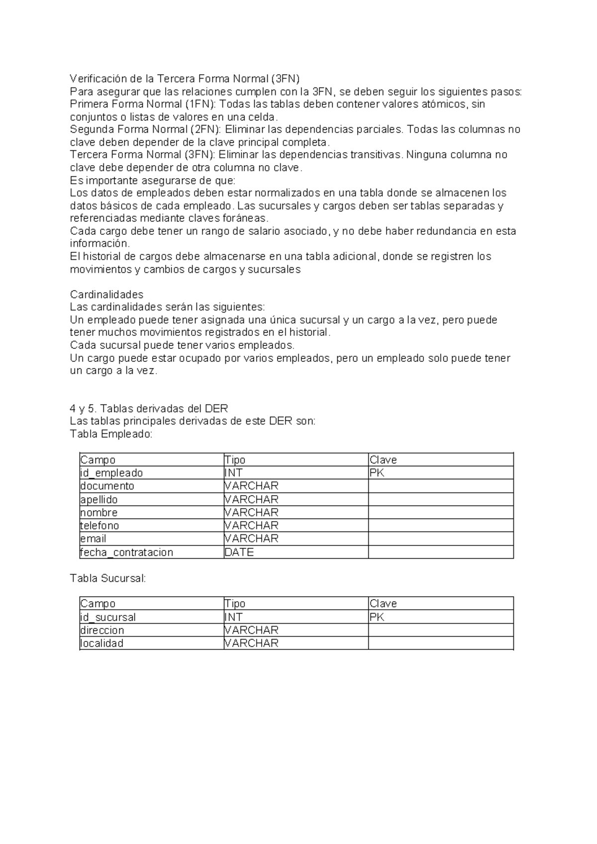 TP2 Bases de Datos - Verificación de la Tercera Forma Normal (3FN) Para ...
