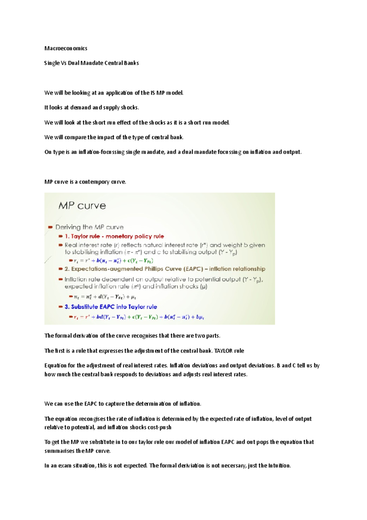ISMP curve dmand supply shocks - Macroeconomics Single Vs Dual Mandate ...