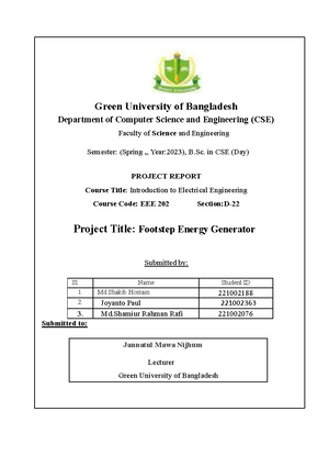 Engineering Drawing project Report - Green University of Bangladesh ...