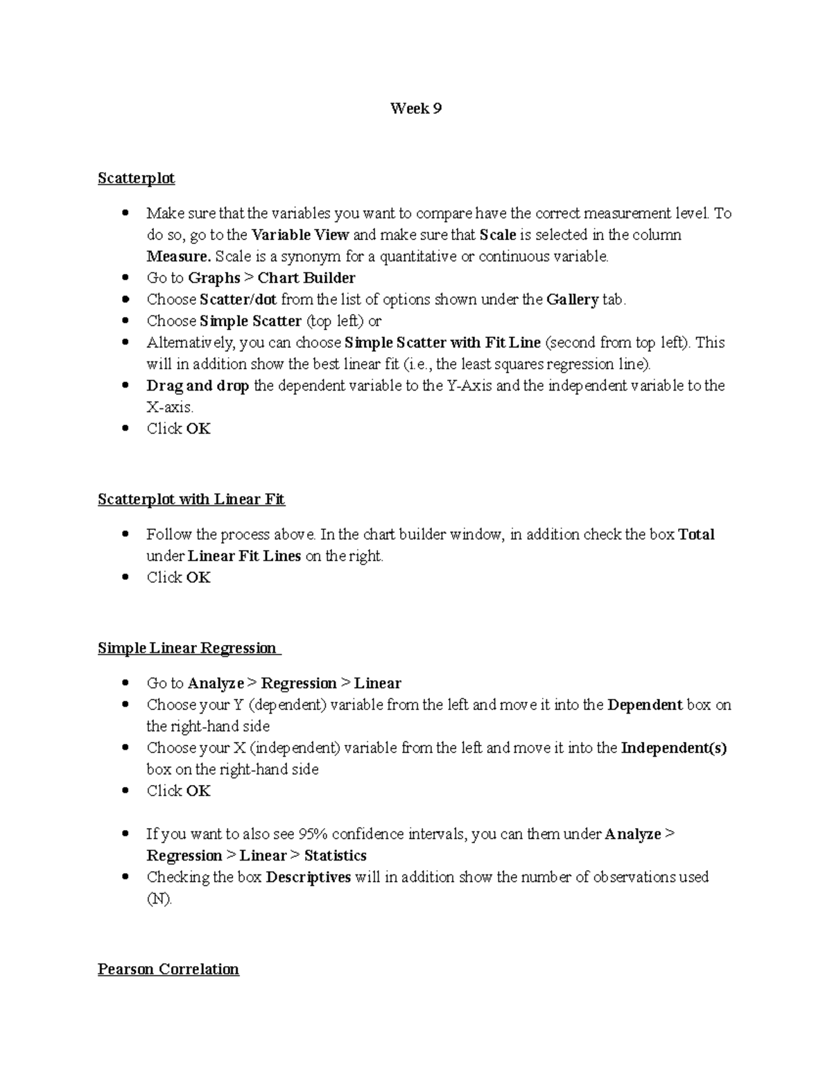 Lab Week 9 Handout - Week 9 Scatterplot Make sure that the variables you want to compare have ...
