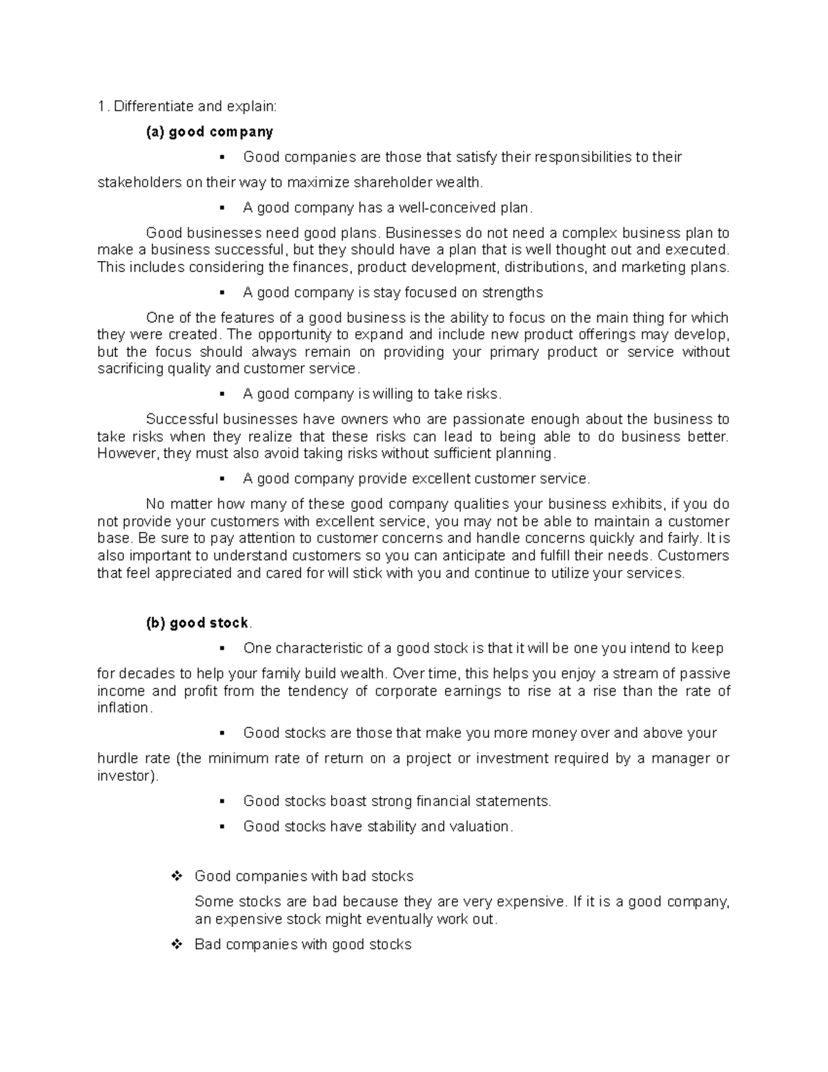 Topic 6 - Differentiate and explain: (a) good company Good companies ...