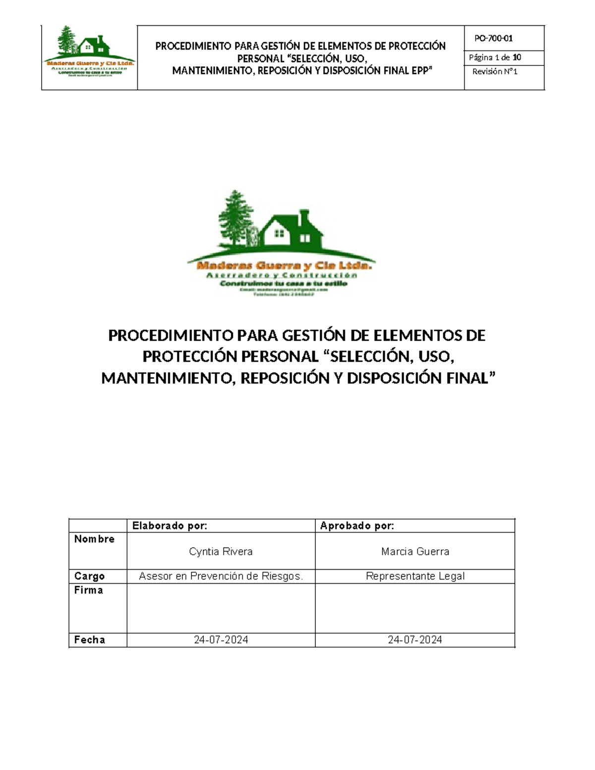 2.8.1 PO-700-01 Procedimiento PARA Selección, USO, Mantenimiento Y Reposición DE EPP 2023 ...