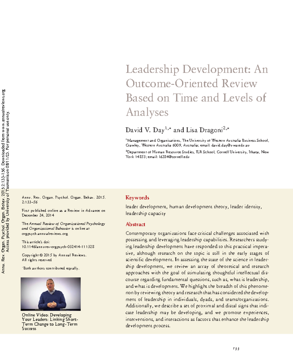 Annurev orgpsych 032414 111328 - BMA701 - UTAS - Studocu