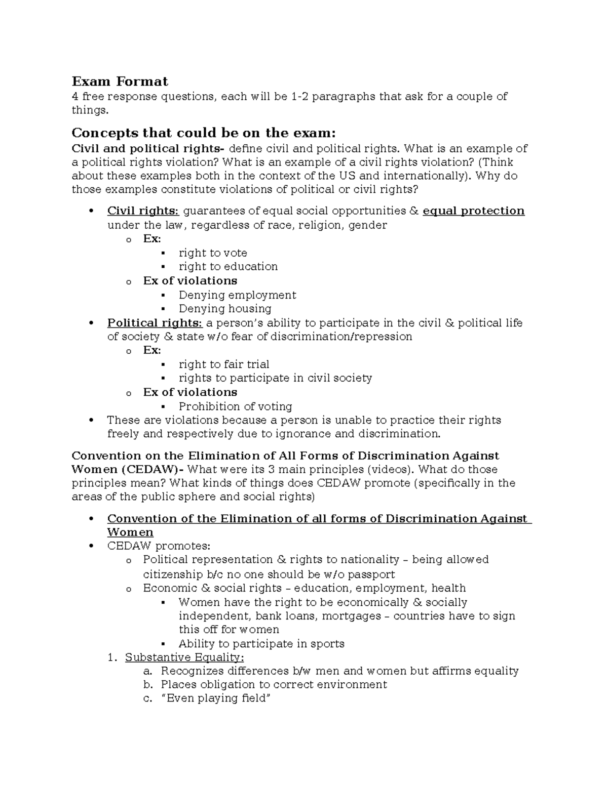 Midterm Study Guide - Homework - Exam Format 4 free response questions ...