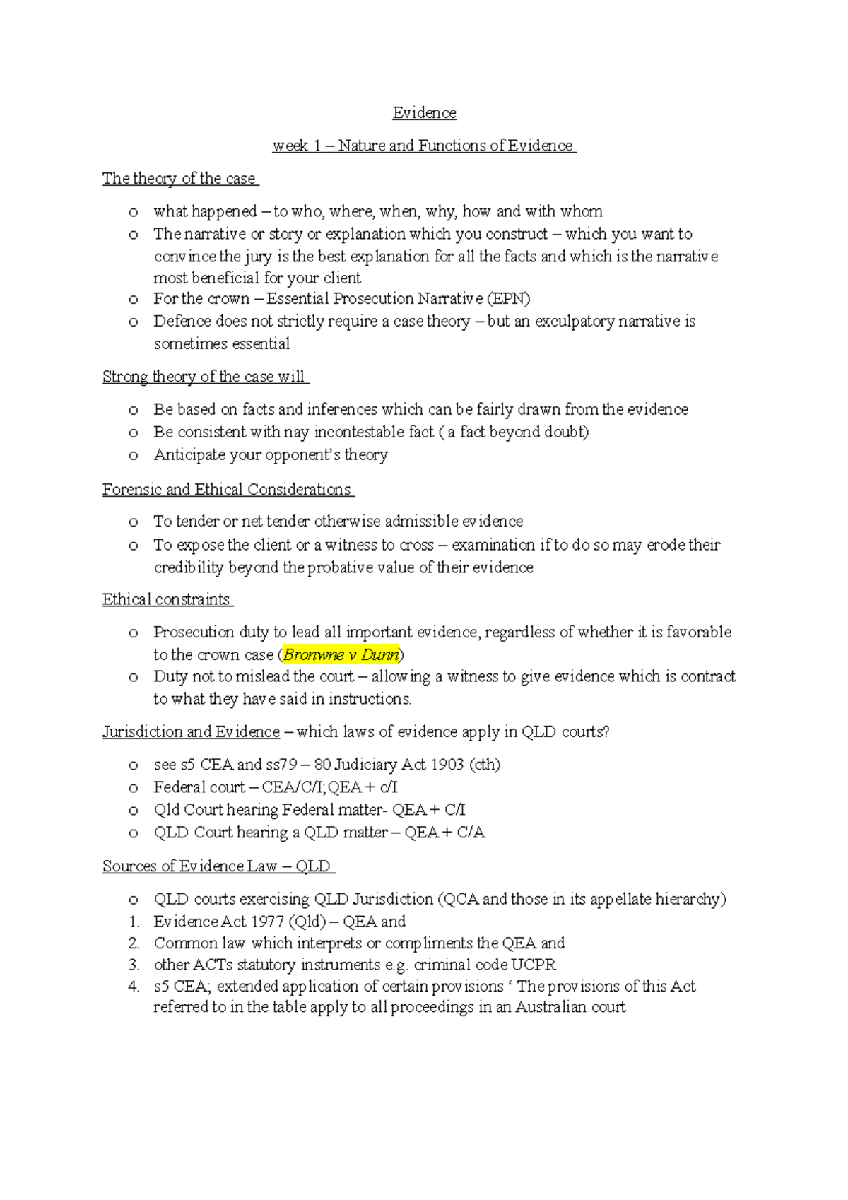 Evidence notes - Evidence week 1 – Nature and Functions of Evidence The ...