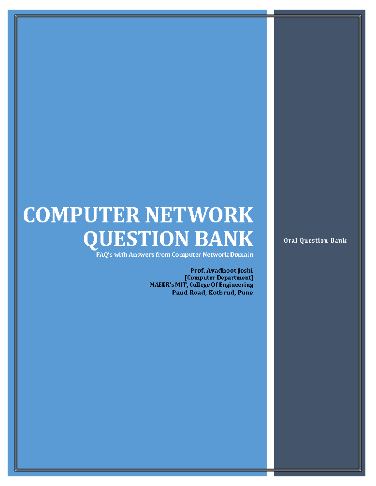 Computer Network Question BANK FAQs with - COMPUTER NETWORK QUESTION BANK FAQ’s with Answers ...