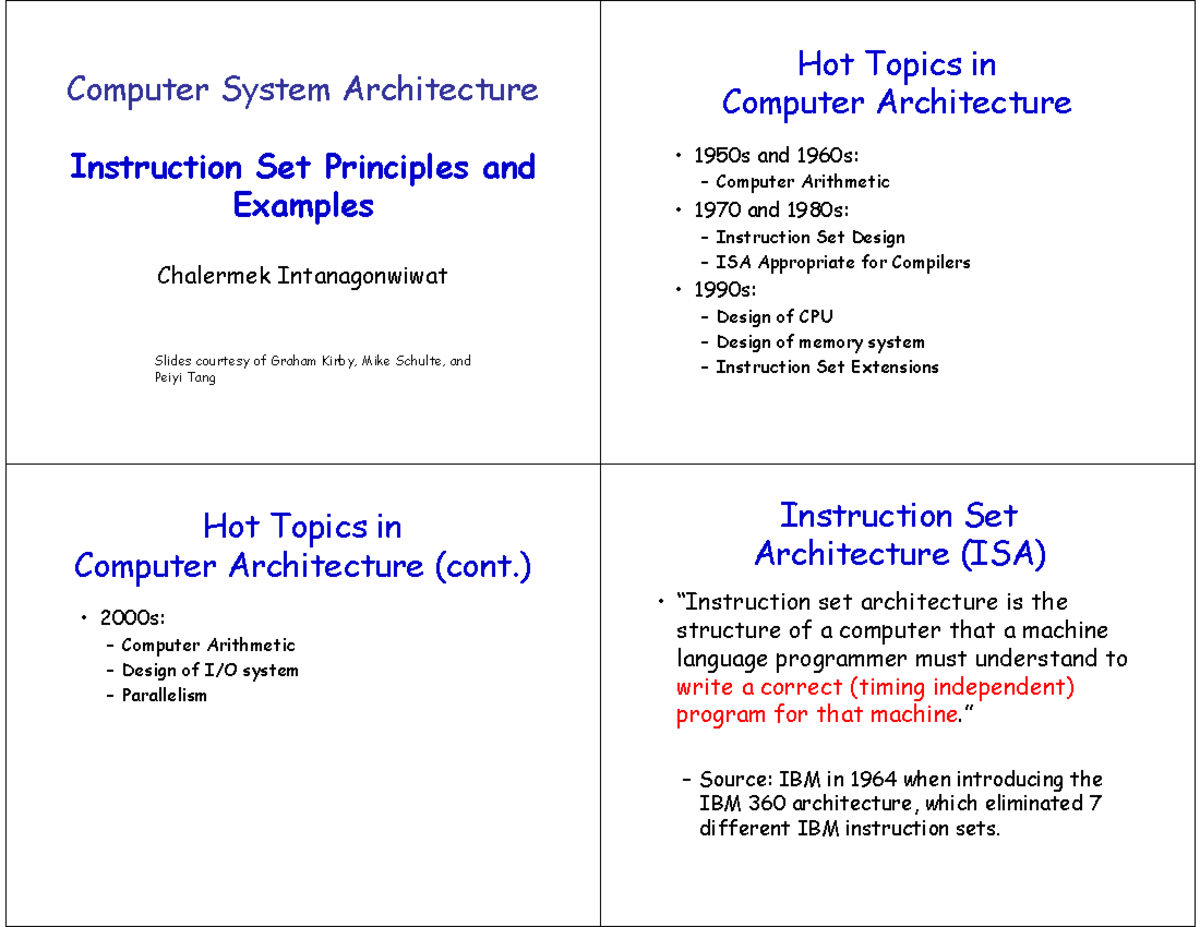 Instruction set - check it care fully - Computer System Architecture ...