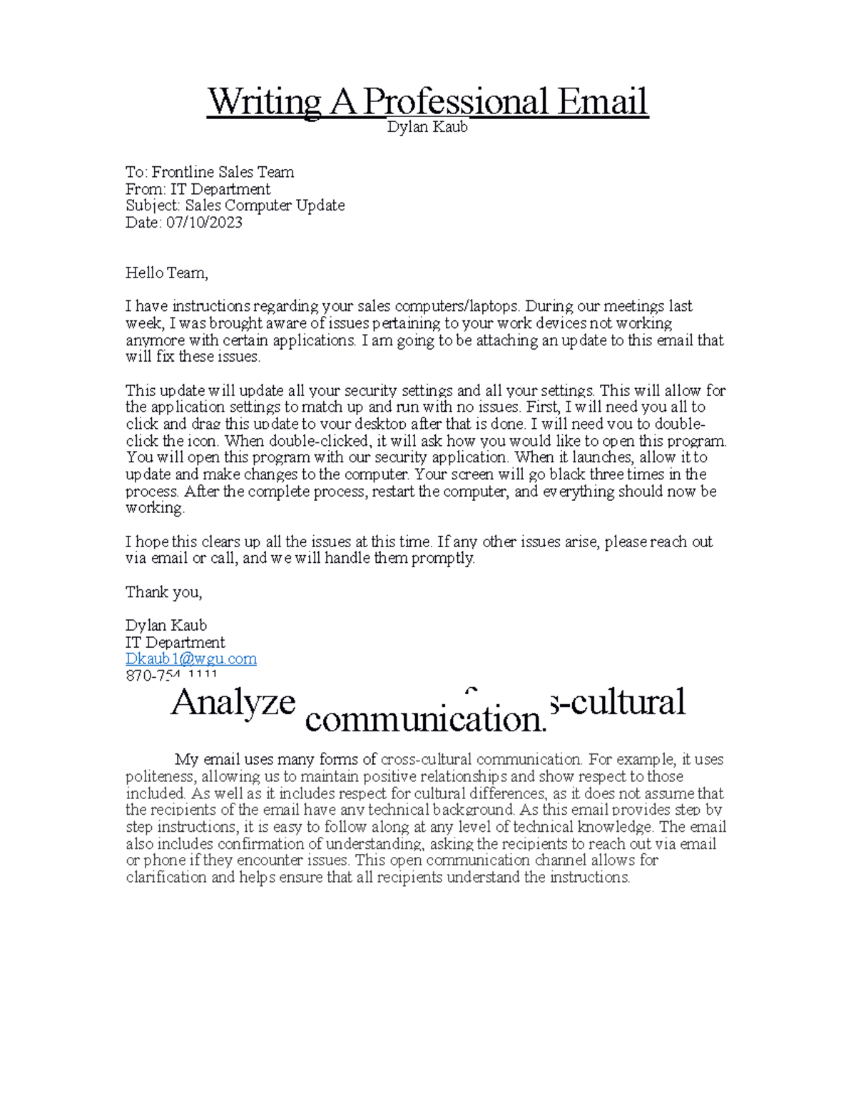 Writing A Professional Email - During our meetings last week, I was ...