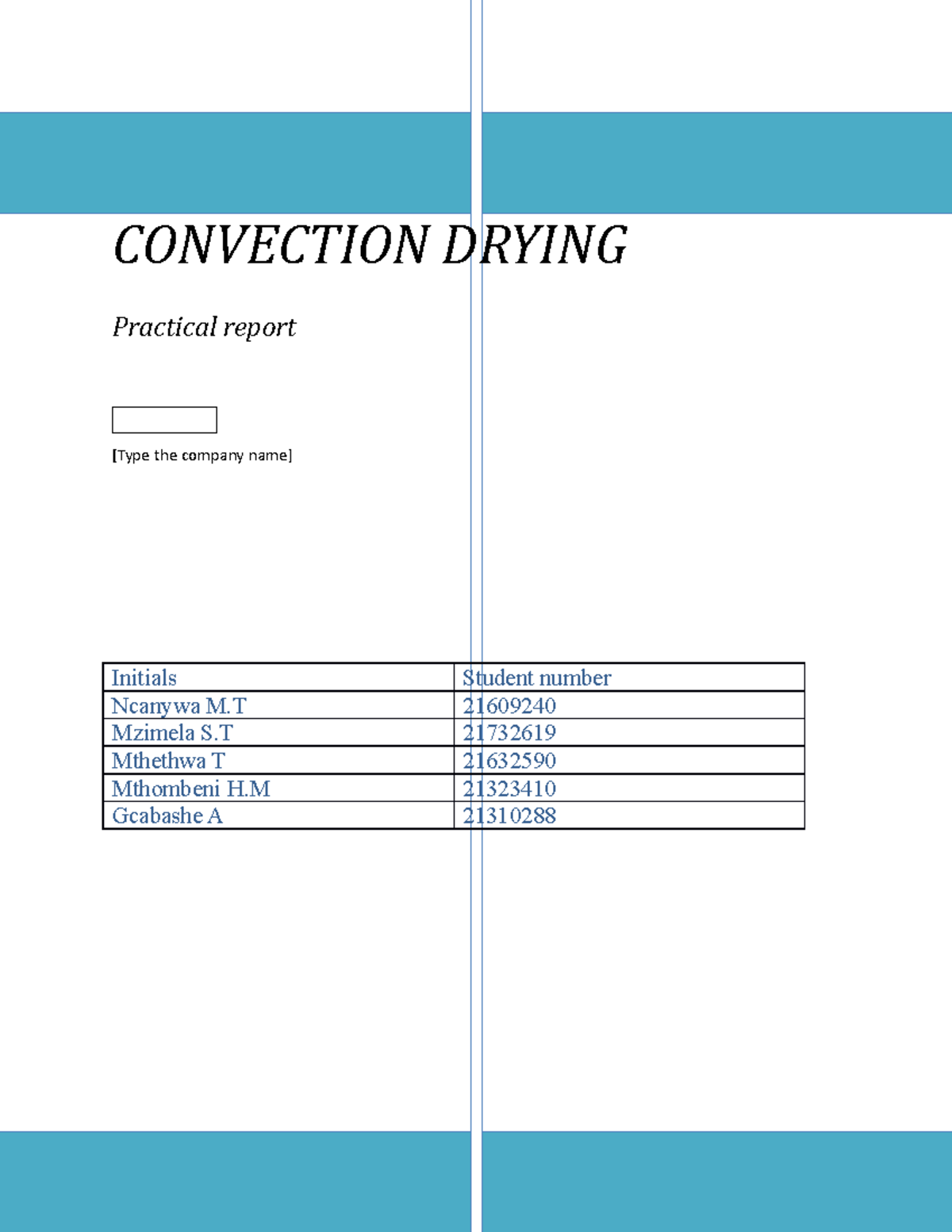 Convective drying - CONVECTION DRYING Practical report [Type the ...