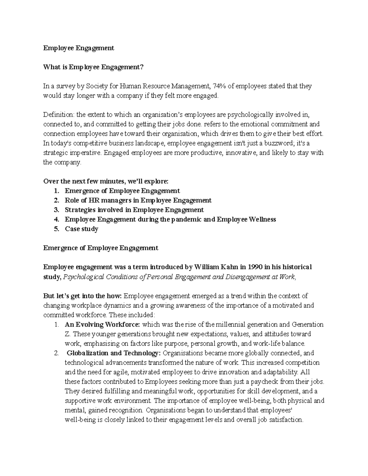 HRM - Employee Engagement - Employee Engagement What is Employee ...