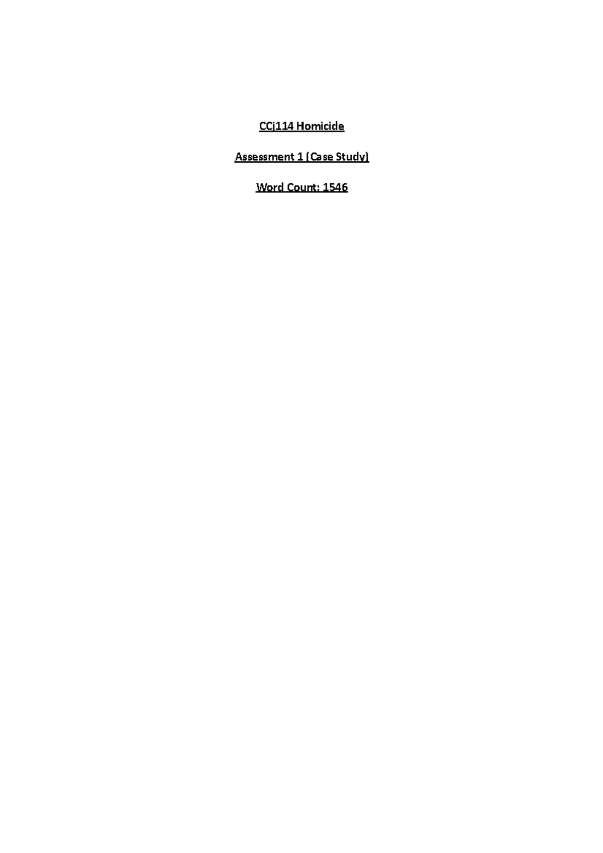 Simon Gittany Homicide Case Study - CCj114 Homicide Assessment 1 (Case ...