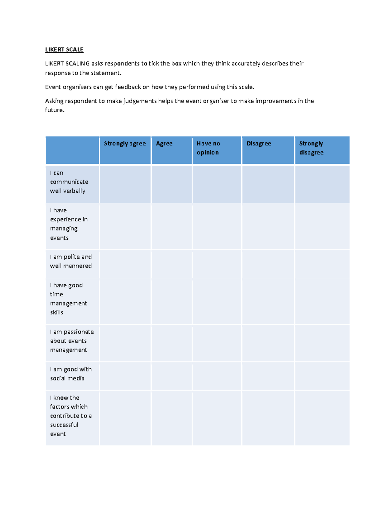 A3-Worksheets-Likert-scale Skills Audit 1 - LIKERT SCALE LIKERT SCALING ...